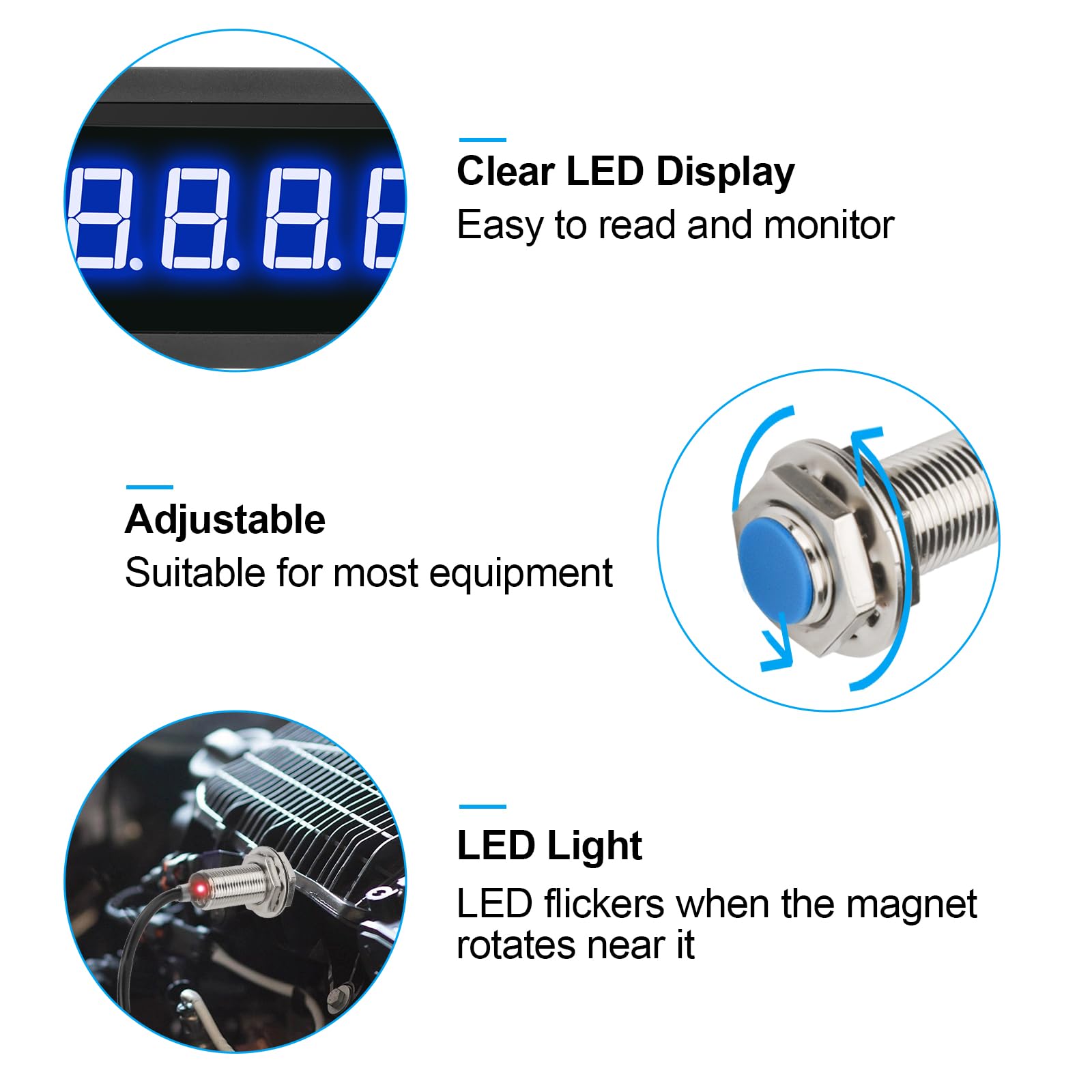 Mua EEEkit 4 Digital Blue LED Tachometer, RPM Speed Meter Digital Motor ...