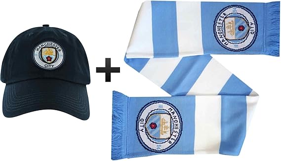 Official Manchester City Ultimate Football Fans Baseball Cap & Scarf ...