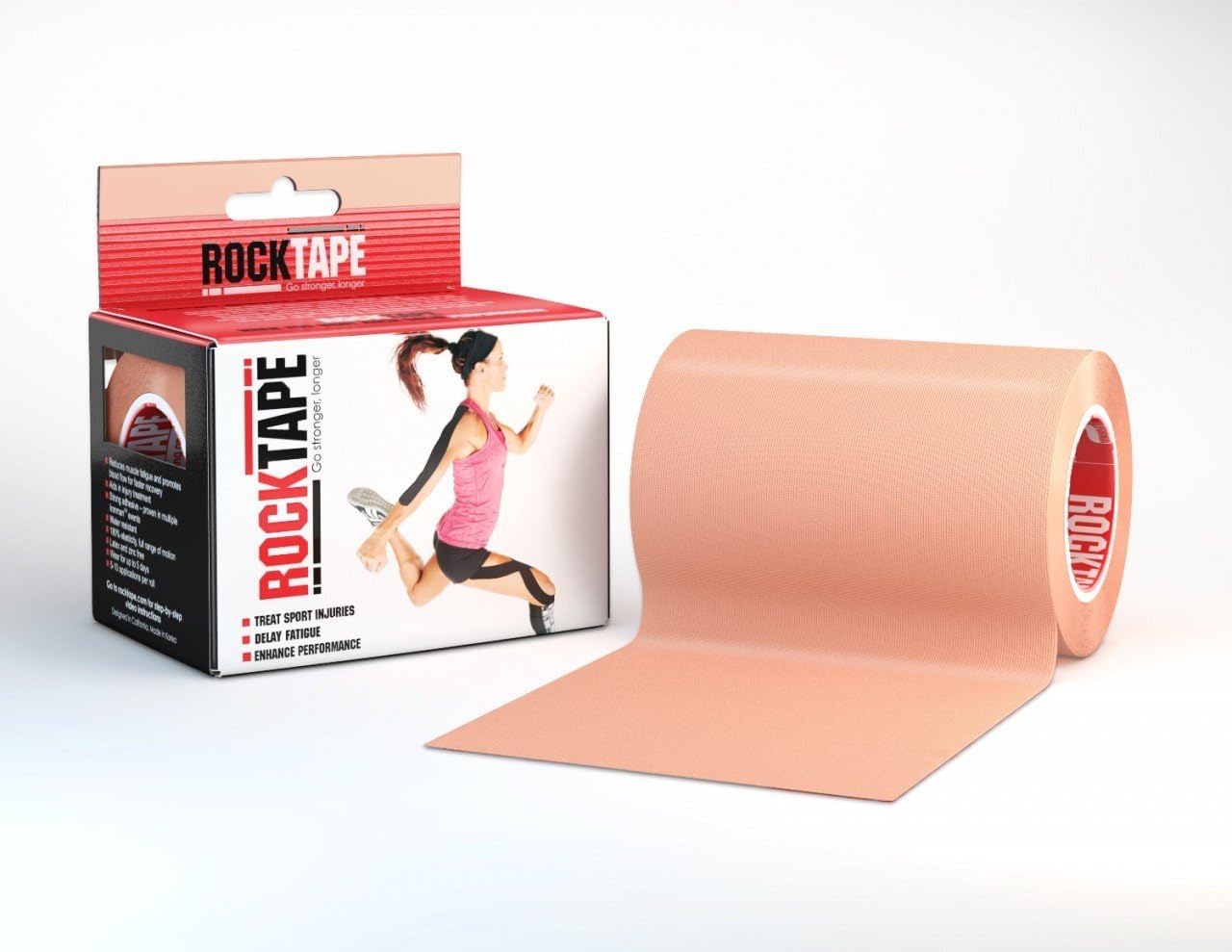 Rocktape 10cm x 5m, Beige, Therapy Tape for Muscle Support and Joint Stability, Kinesiology Tape ...