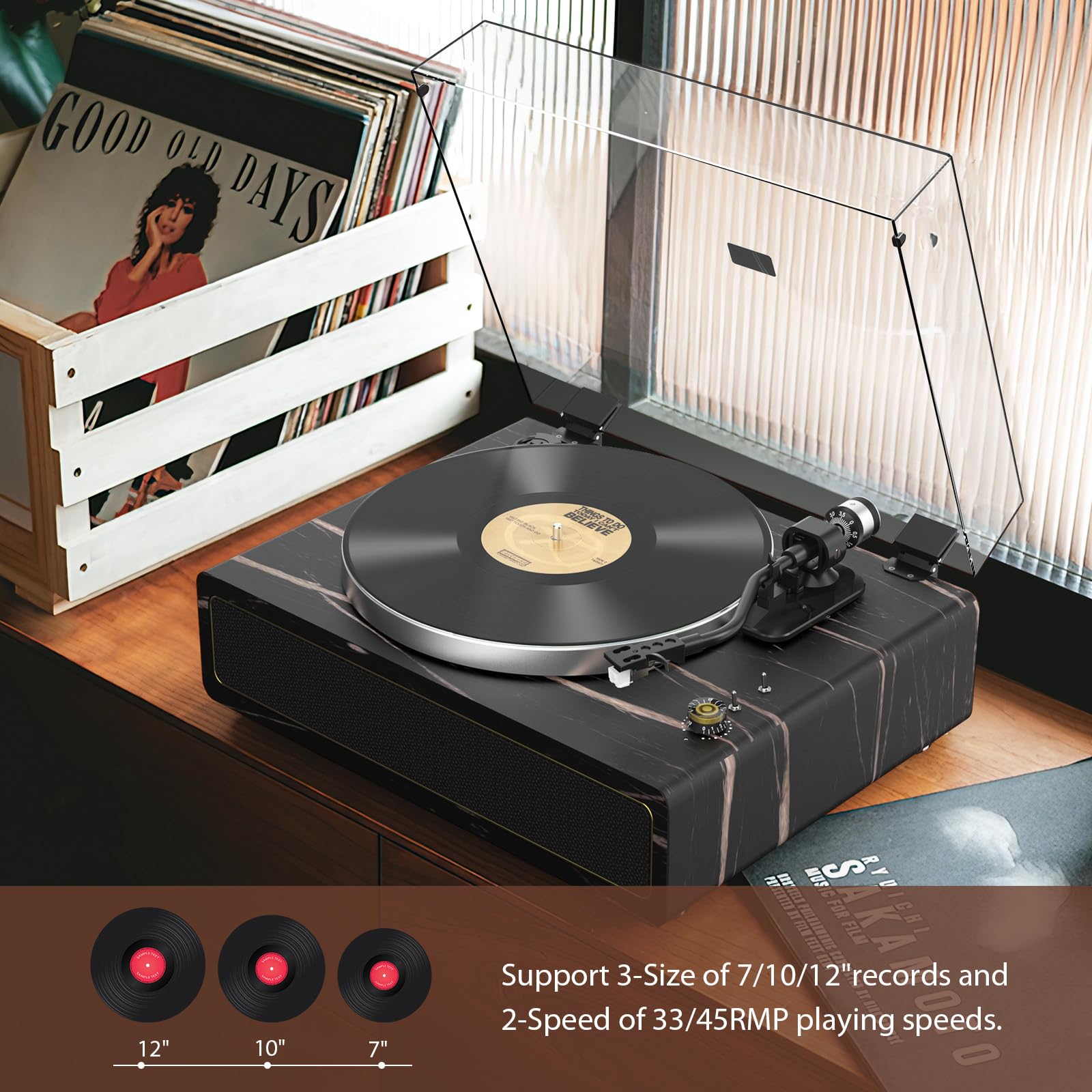 Mua All-in-one Record Player Turntable with Built-in Speakers Vinyl ...