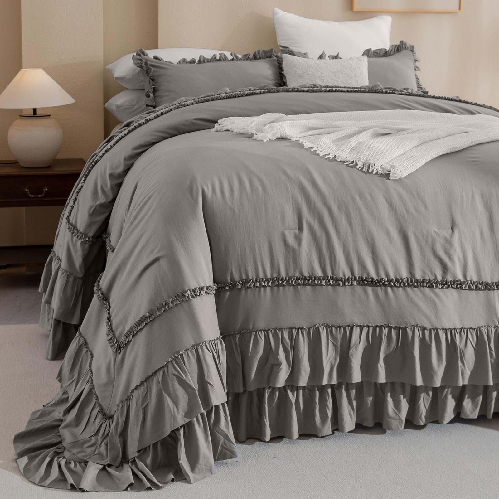 **USED MISSING PARTS**Masaca Grey Oversized King Comforter Set 128x120 ...