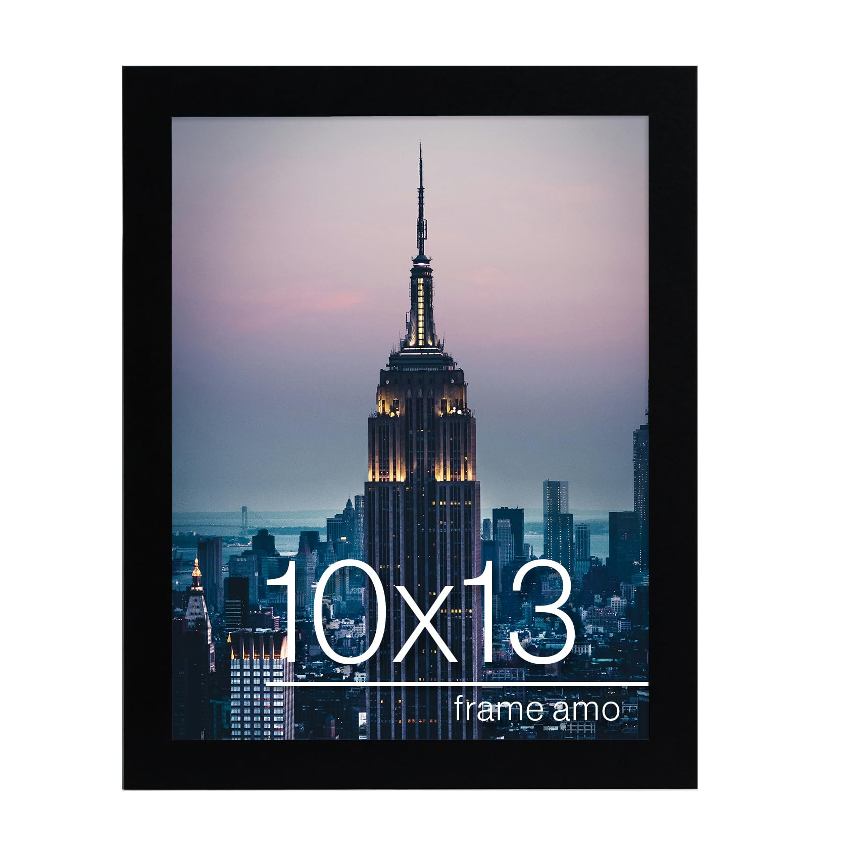 Frame Amo 10x13 Black Modern Picture Frame, 1 inch Border, Acrylic ...