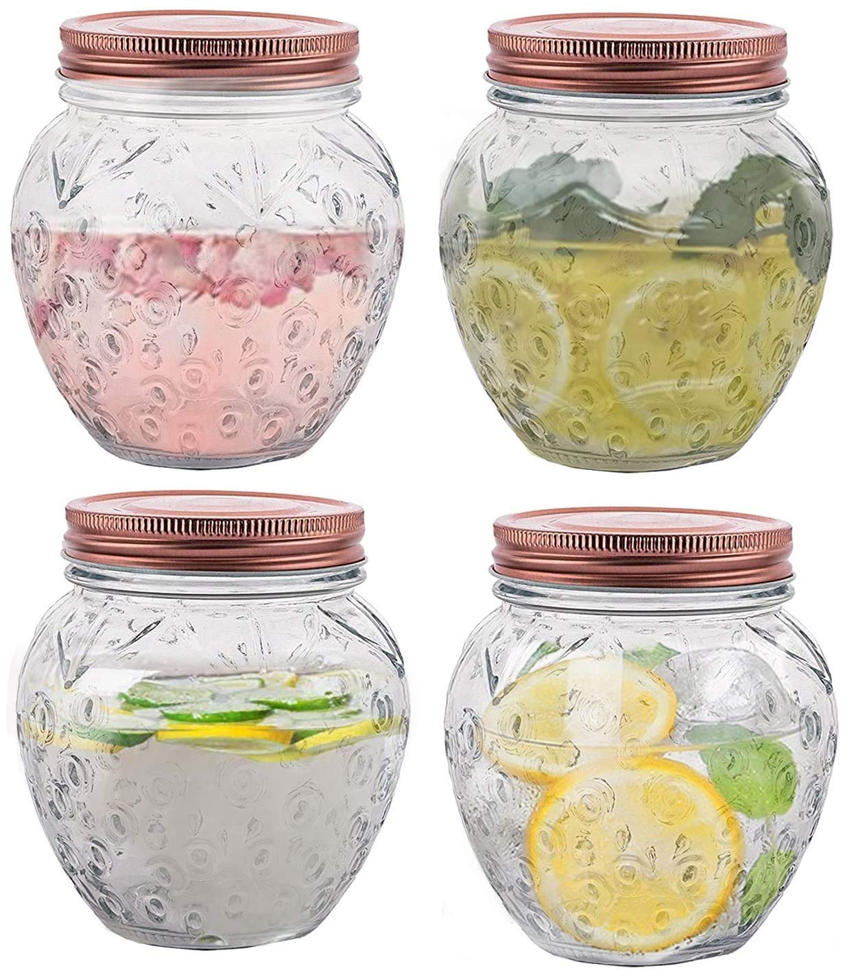 BIZWIZ Store 350 Ml Glass Jars And Containers Strawberry Shaped Jar bizwiz-store-350-ml-glass-jars-and-containers-strawberry-shaped-jar