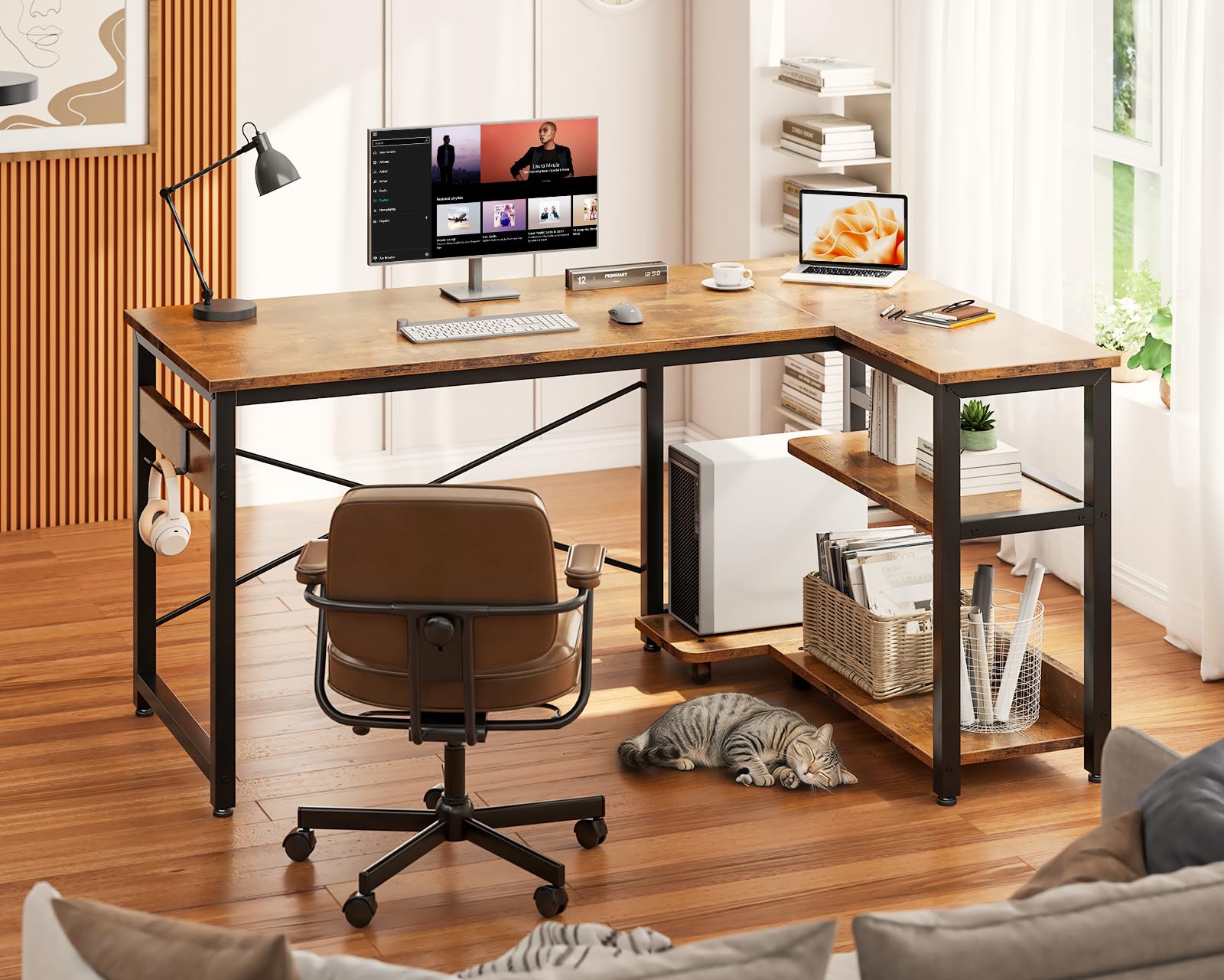 Casaottima L Shaped Computer Desk, 40 Inch Small Corner Desk With ...