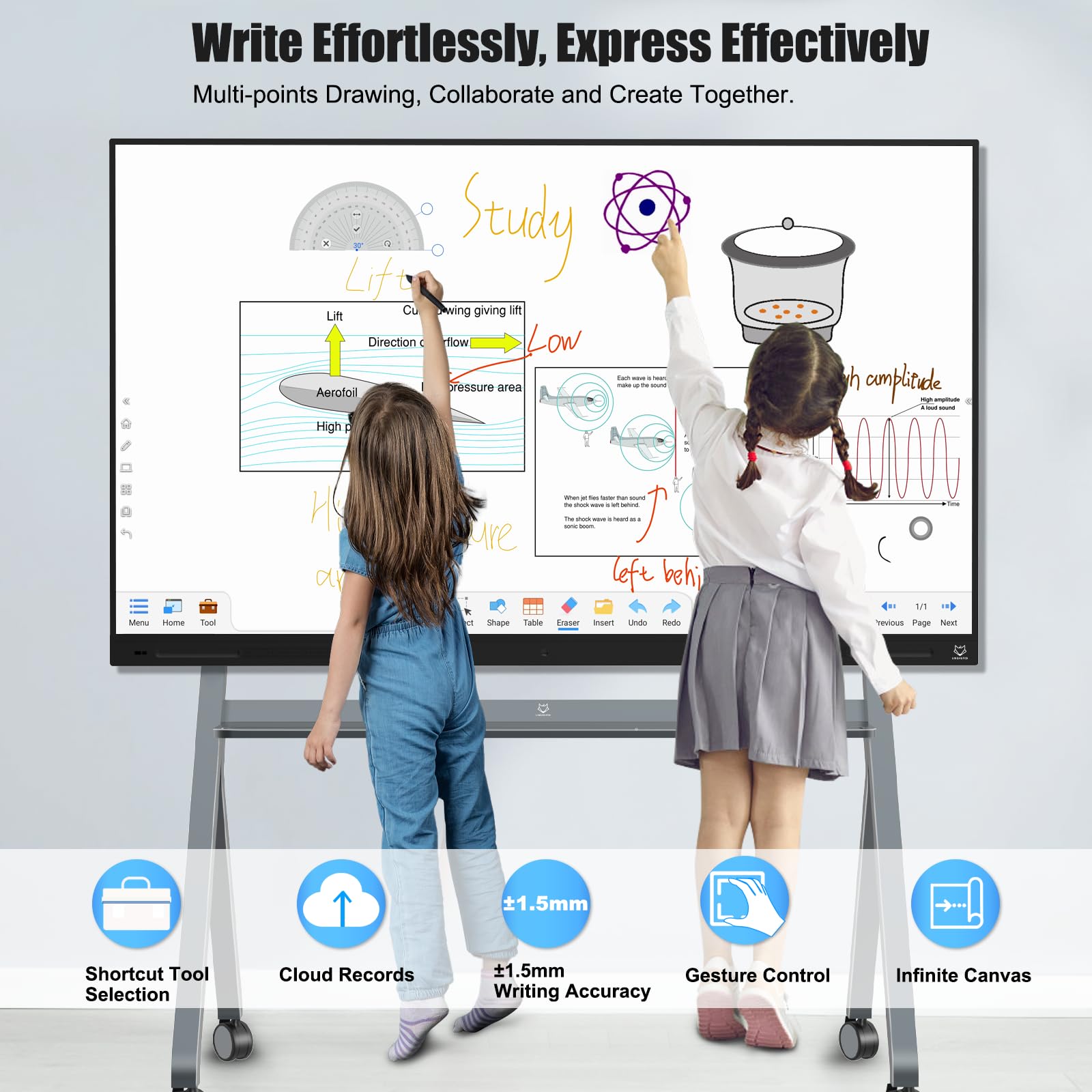 Mua LINGHUFOX 75 Inch Interactive Whiteboard, 4K UHD Touch Screen Digital Whiteboard with Open ...