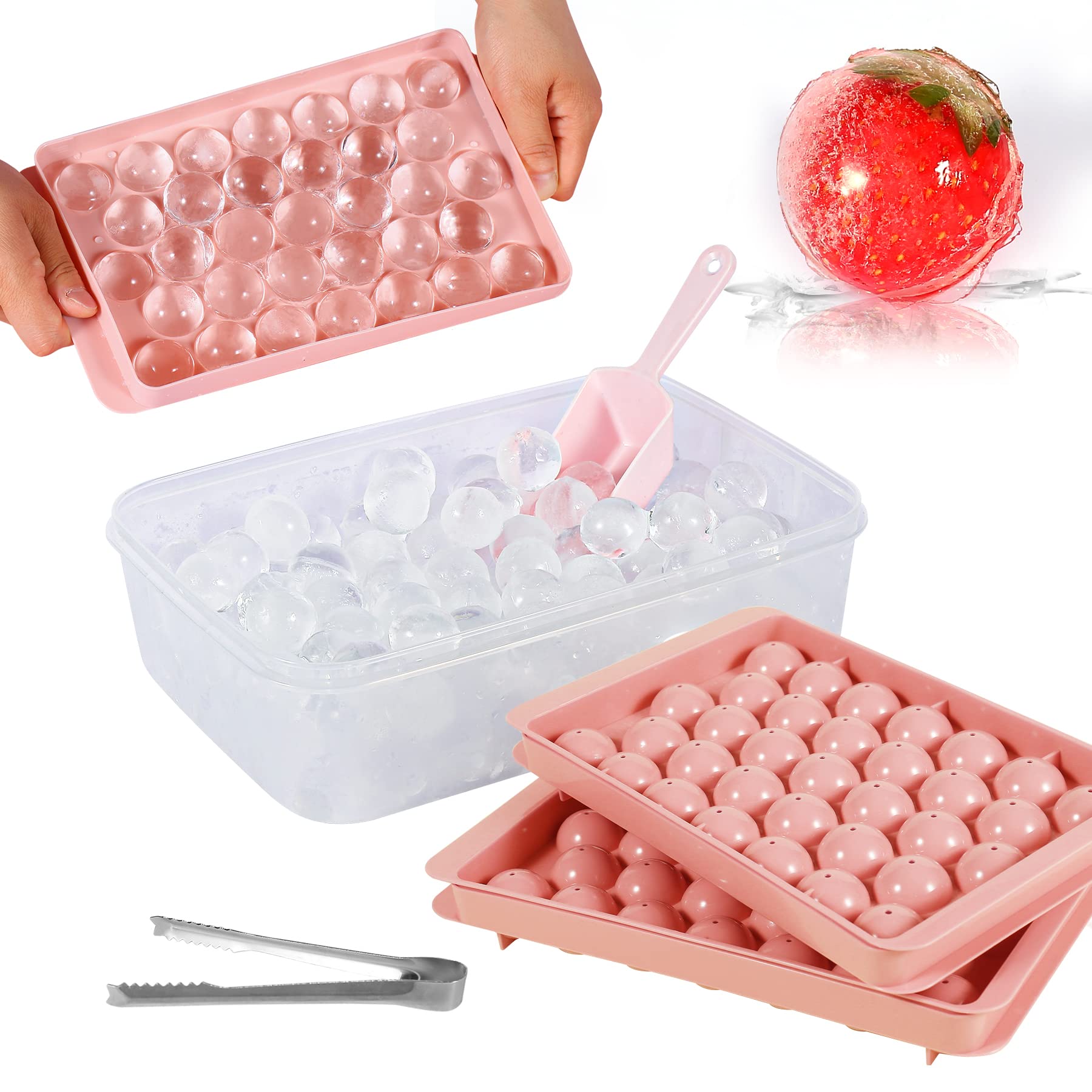 Mua Round Ice Cube Tray, Ice Ball Maker Mold for Freezer with Lid & Bin ...