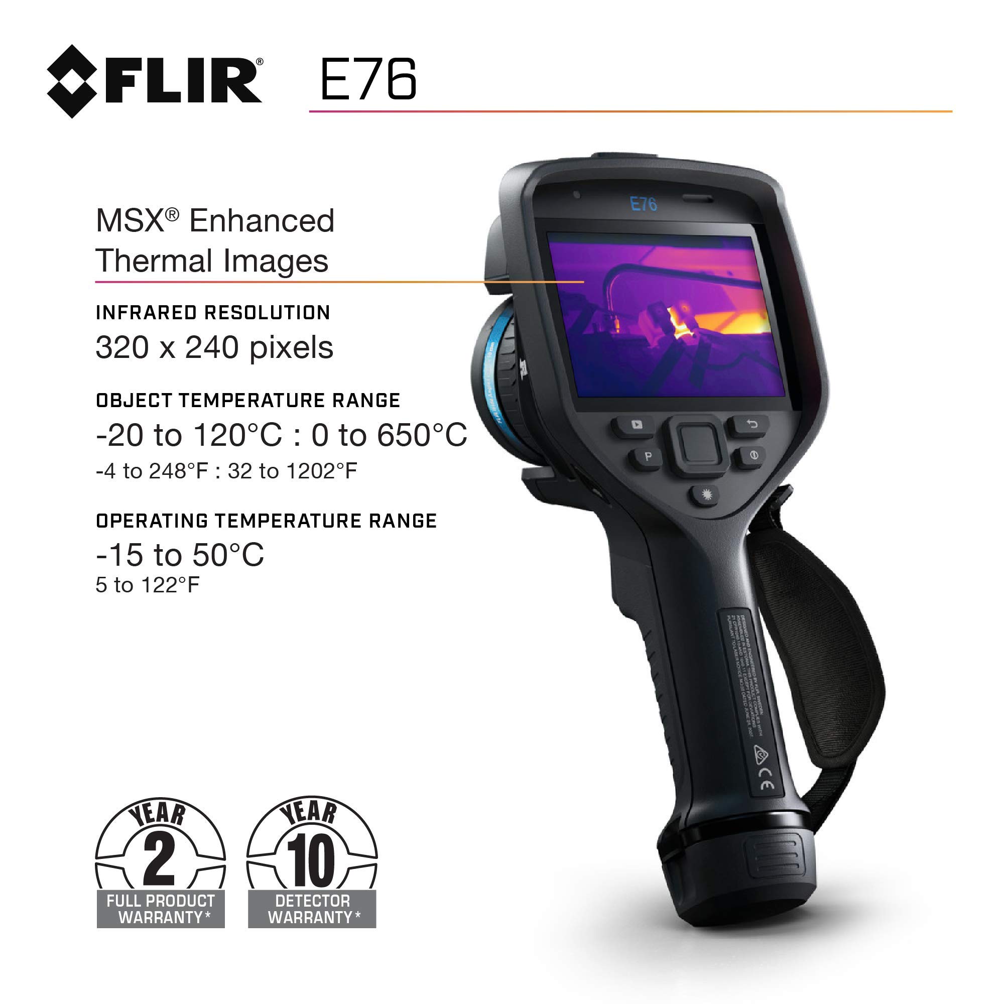 FLIR E76 Advanced Thermal Imaging Camera With 24° Lens, 320x240, -20°C ...
