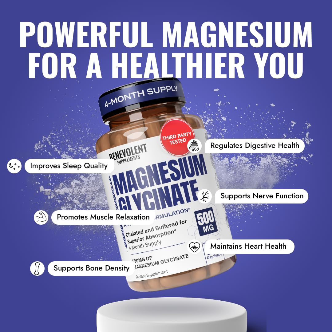 Mua Magnesium Glycinate 500mg – Chelated & Buffered High-Absorption ...