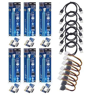 Buy PCIE Riser 6-Pack 16x to 1x Powered Riser Adapter Card w 60cm USB 3 ...