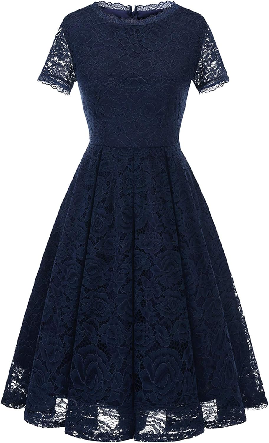 DRESSTELLS Damen Midi Elegant Hochzeit Spitzenkleid Kurzarm Rockabilly ...