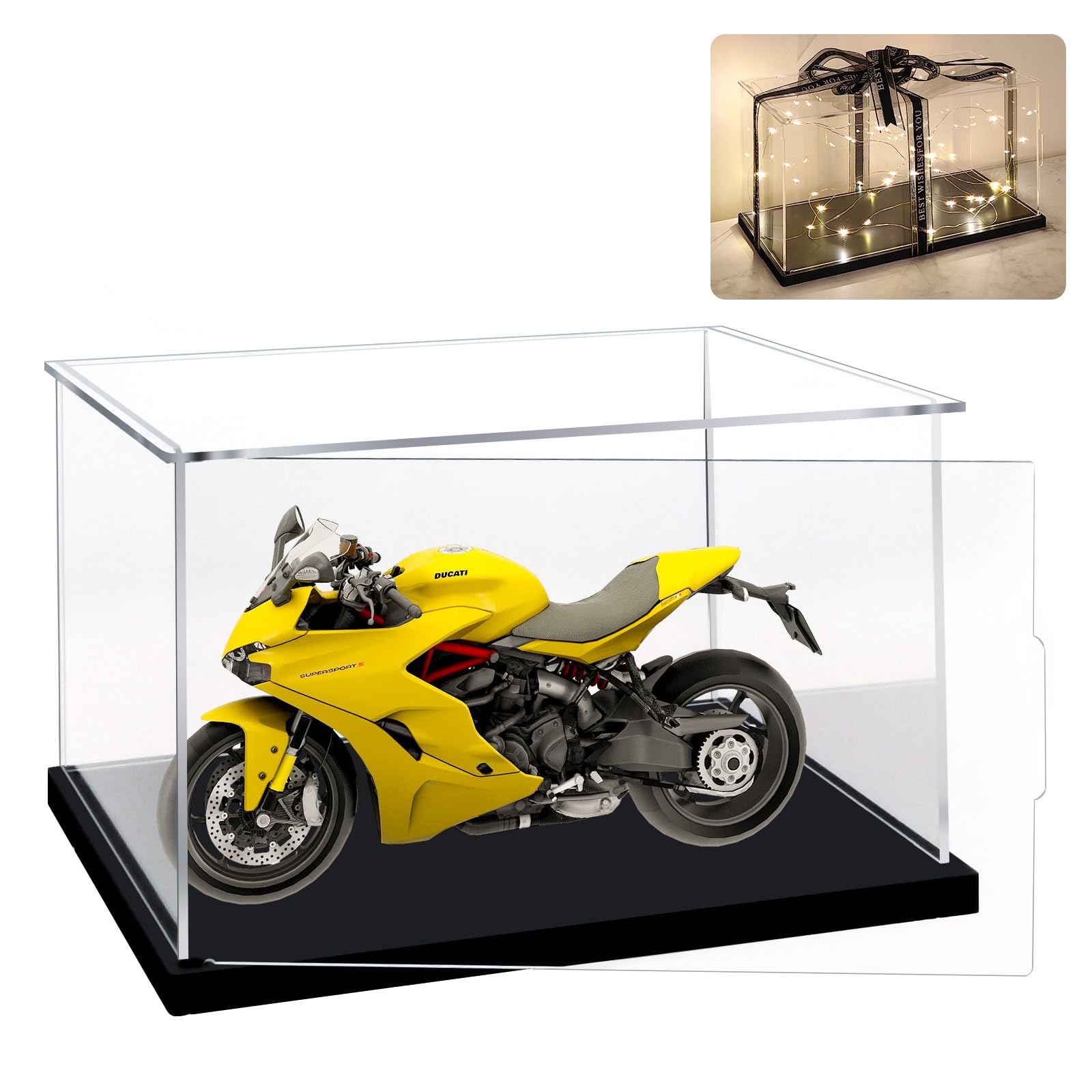 LANSCOERY Clear Acrylic Display Case with Ribbon, Assemble Horizontal ...