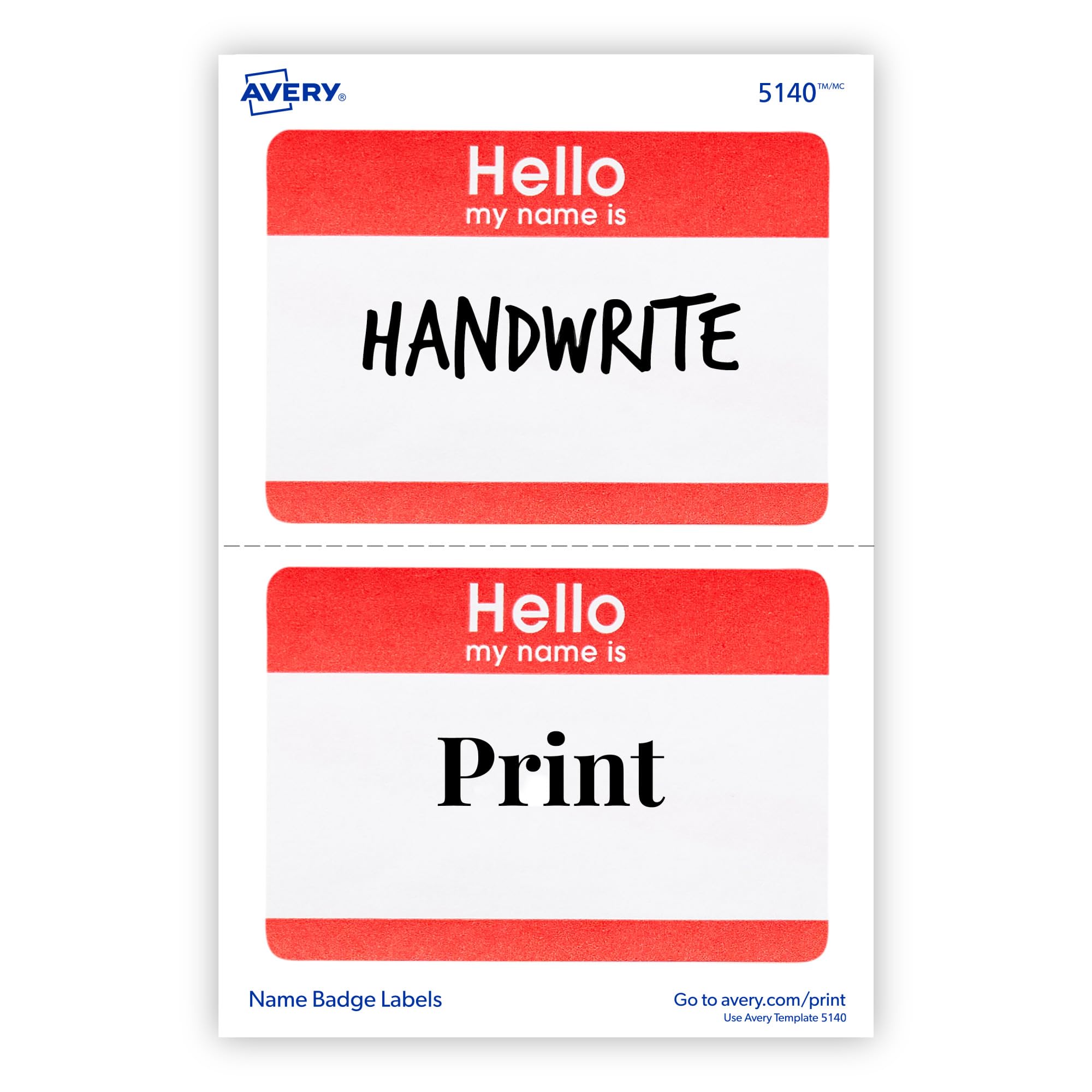 Mua Avery Customizable Name Tags, Hello My Name is, White, Red Border ...