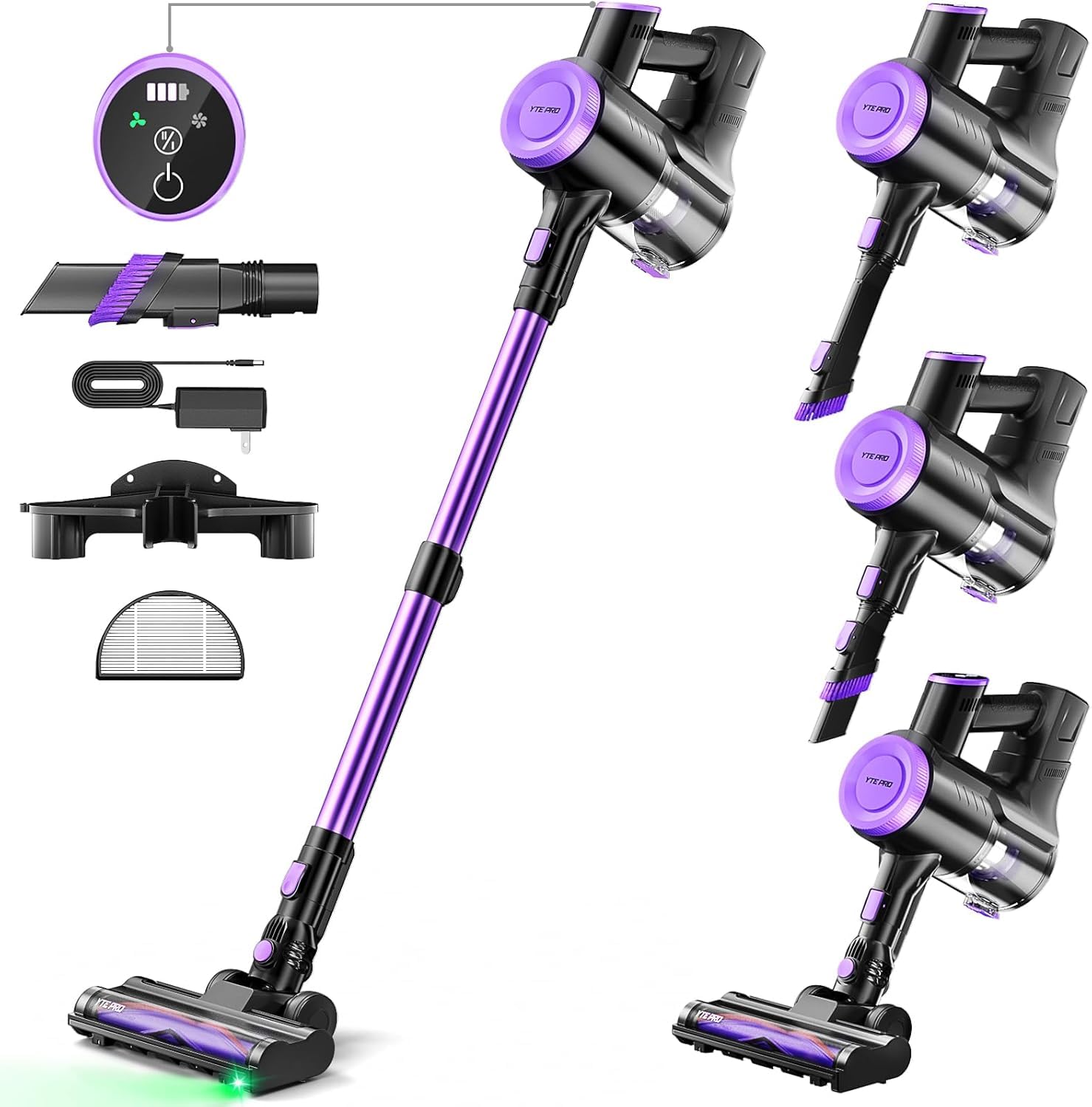 YTE PRO Cordless Vacuum Cleaner, Up to 50 Mins Runtime Rechargeable ...