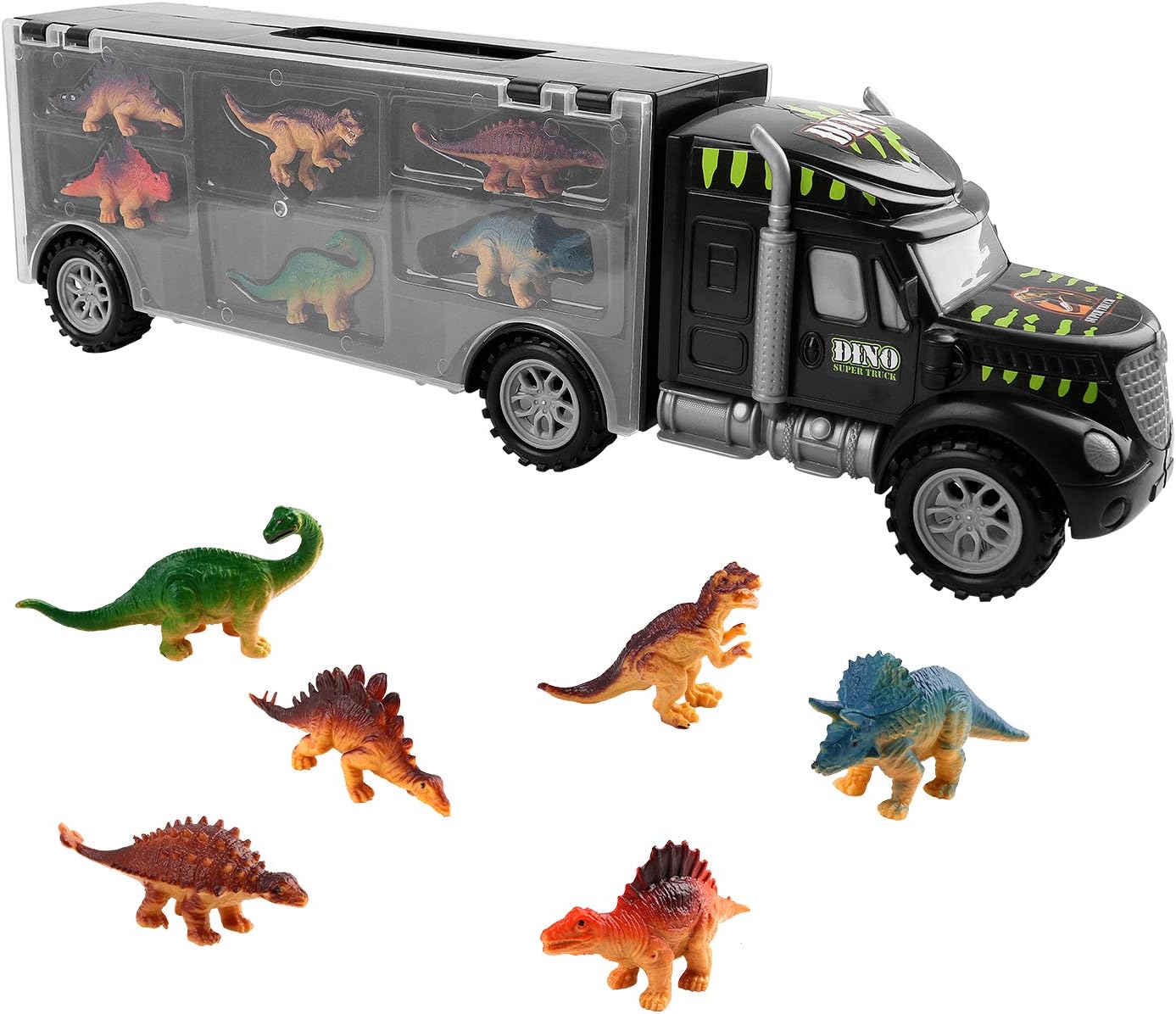 m zimoon Dinosaur Transporter, Truck Toy Transport Carrier Car with 12 ...