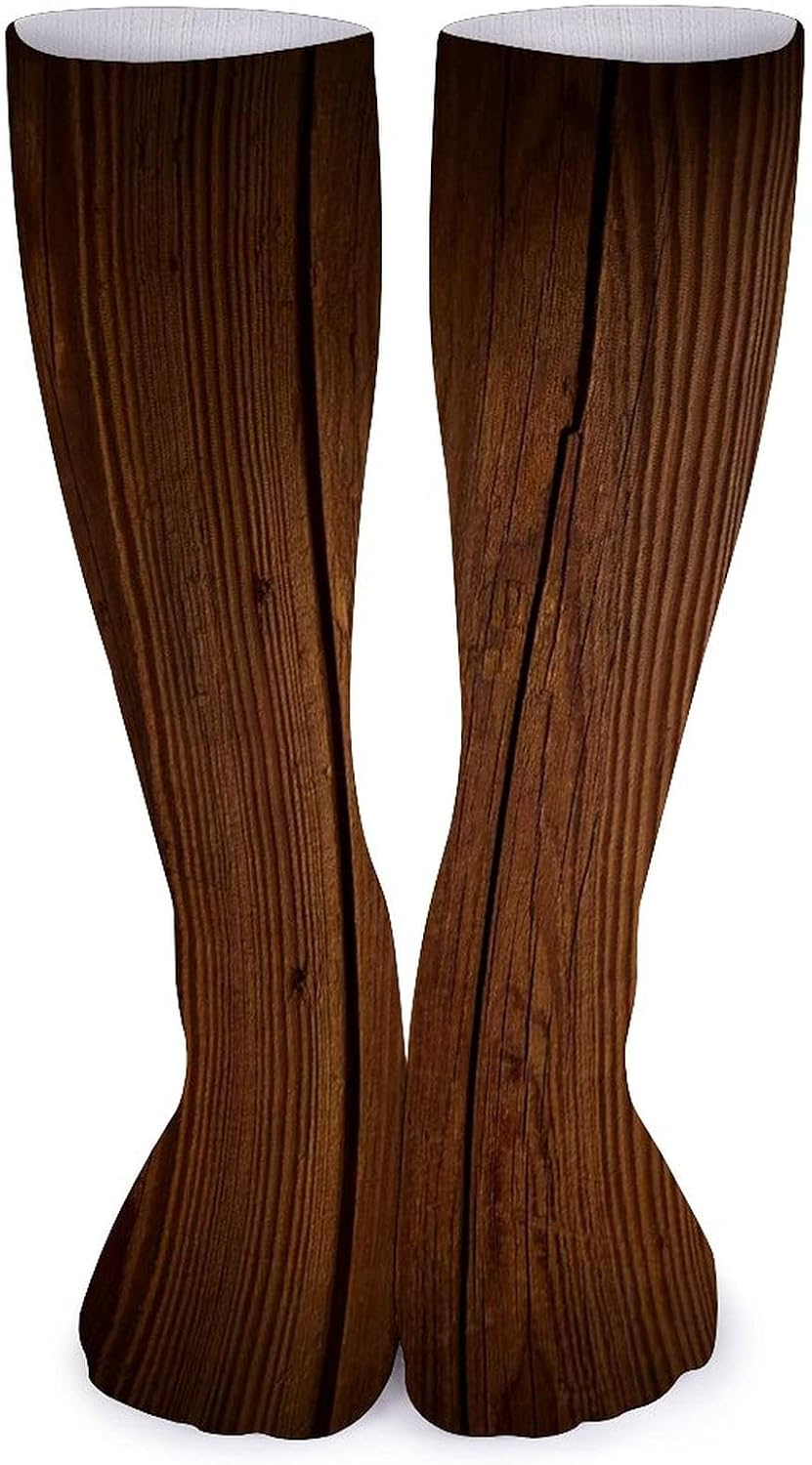 Wood Grain Structure Texture Board Pattern Women Soft Knee High Tube ...