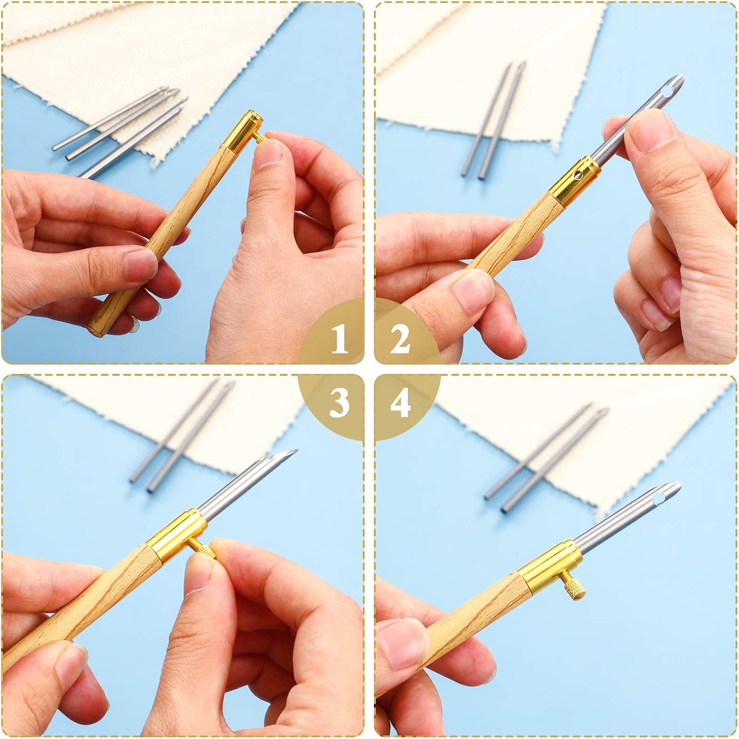 Wooden Handle Punch Needle Wooden Handle Embroidery Pens Sewing ...