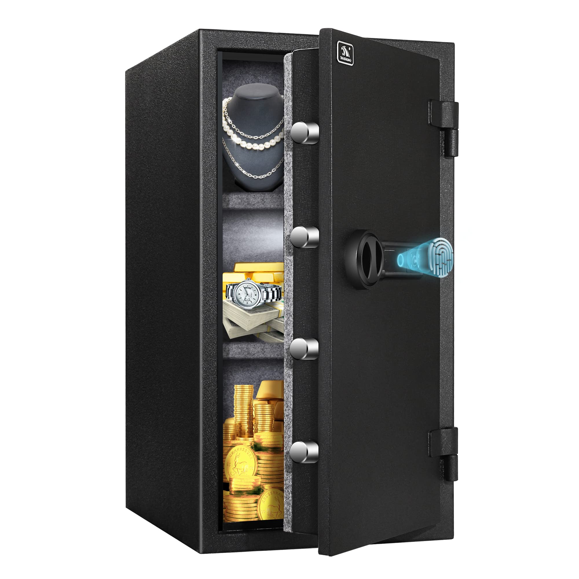 TIGERKING Biometric Fingerprint Fireproof Safe for Home Office, 3.47 Cu ...