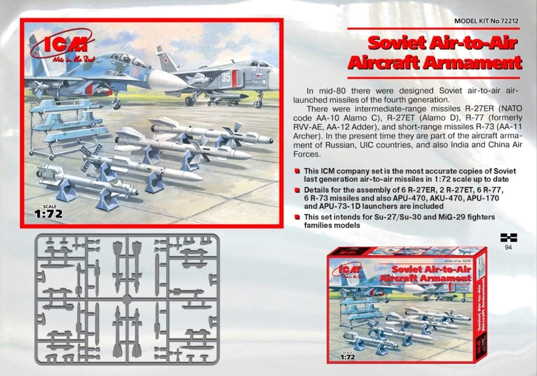 ICM ICM72212 1:72-Soviet Aircraft Armament (Missiles) – BigaMart