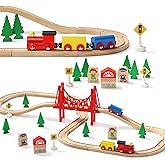 Amazon.com: SainSmart Jr. Wooden Train Set for Toddler with Double-Side ...