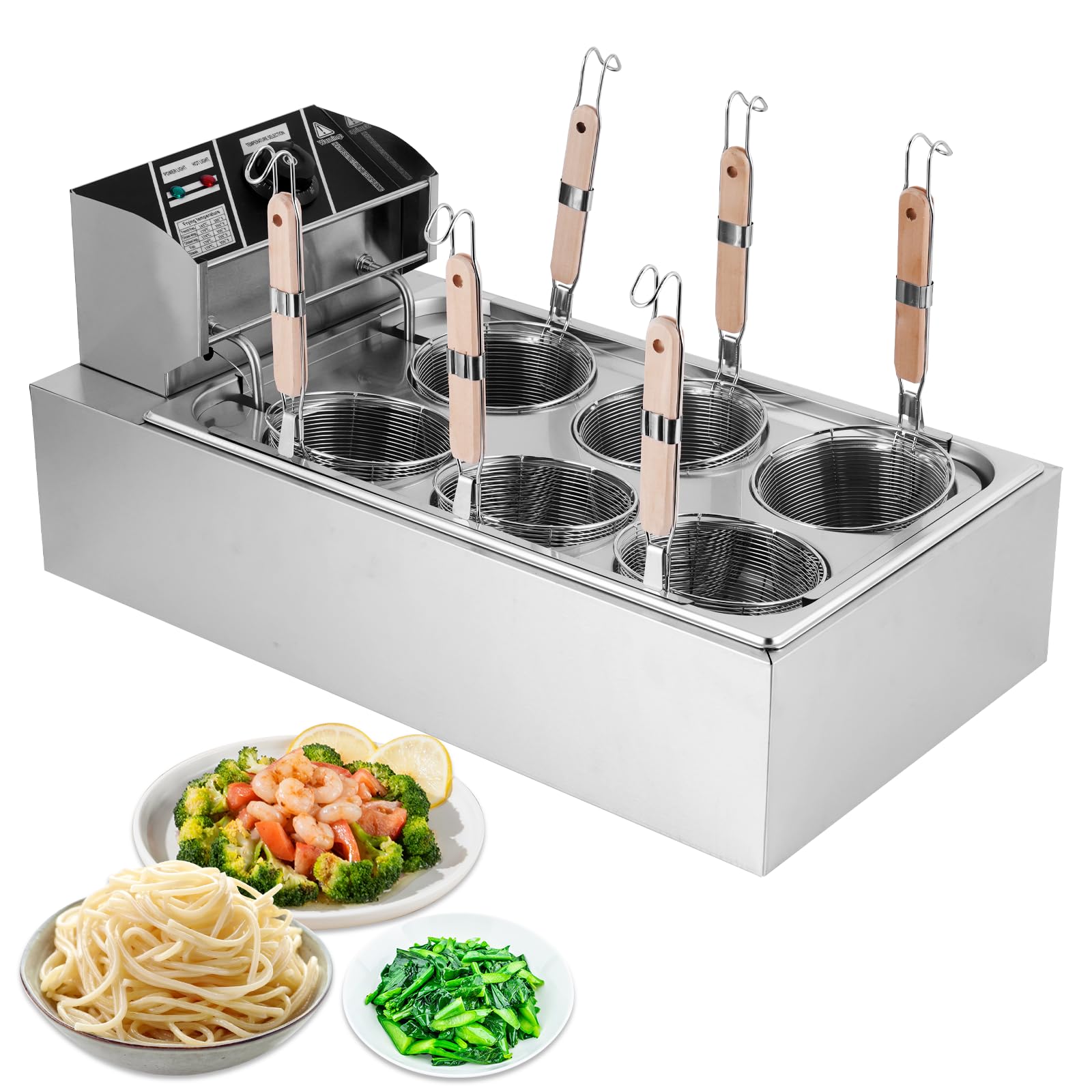 JIAWANSHUN Commercial Pasta Cooker Electric Noodle Cooker with 6 Baskets for Restaurant,Cooking ...