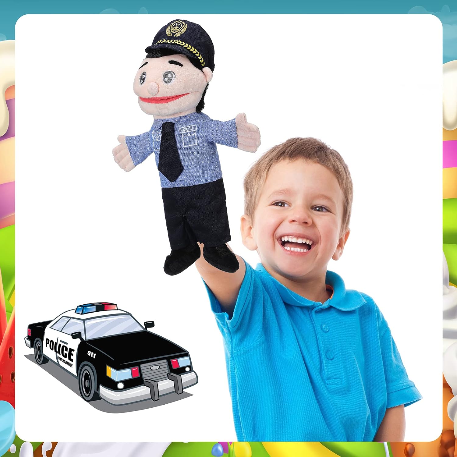 Sumind 3 Suits Large Size Fireman Puppet Police Puppet Chef Puppet 15.7 ...