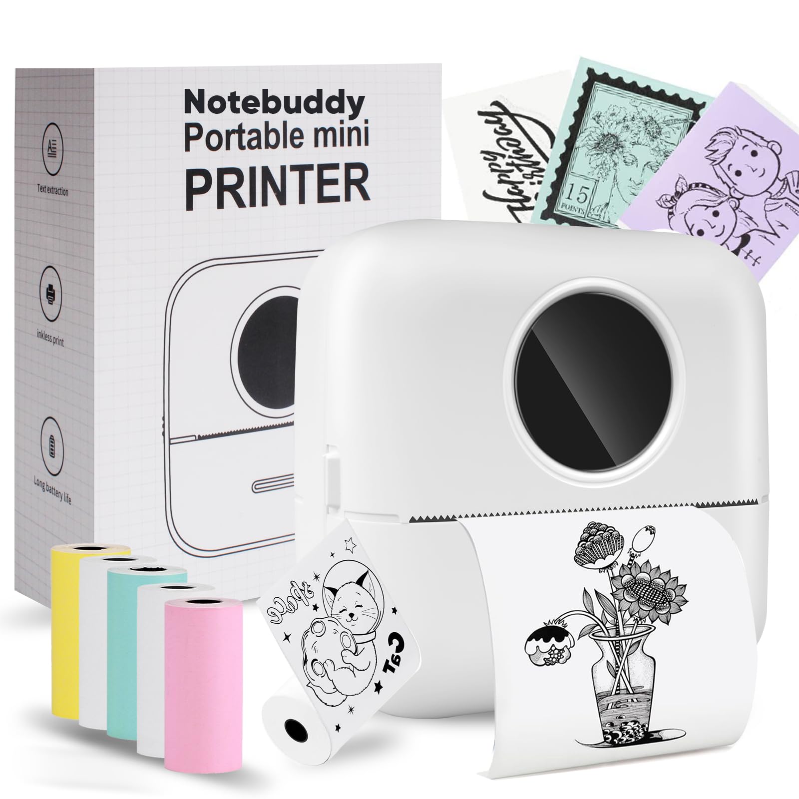 Mua Notebuddy Mini Portable Printer, Bluetooth Smart Pocket Inkless ...