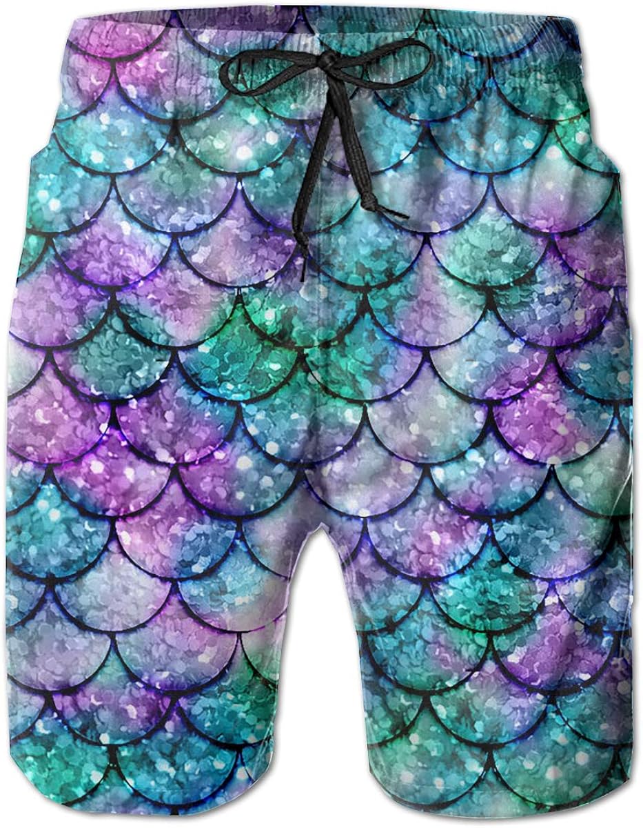 Multicolored Glowing Mermaid Men's Summer Casual Shorts Beachwear ...