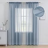 Amazon.com: Chyhomenyc Light Blue Sheer Curtains 72 Inch Length 2 Panels, Light Filtering Soft ...