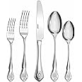Amazon.com | Regent Bead Flatware Set, 20-Piece Stainless-Steel Luxury ...