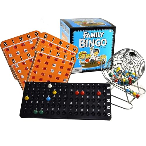 Regal Bingo Family Bingo Game Set with 8" Wheel Cage, Bingo Cards with ...