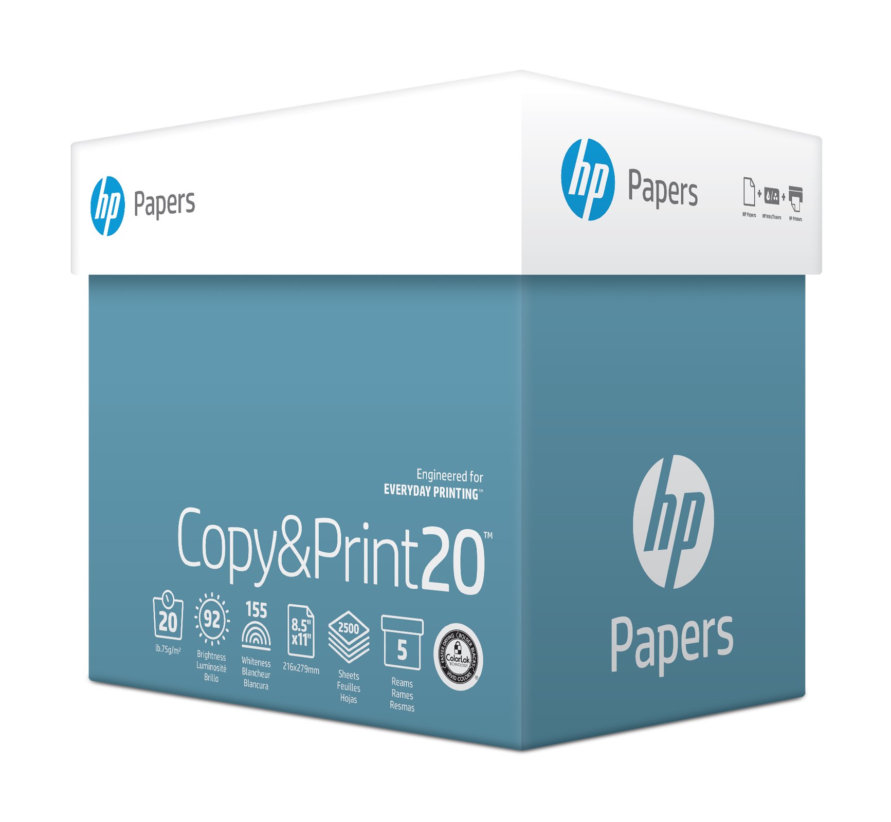 HP Printer Paper, Copy and Print20, 8.5 x 11, Letter, 20lb, 92 Bright ...