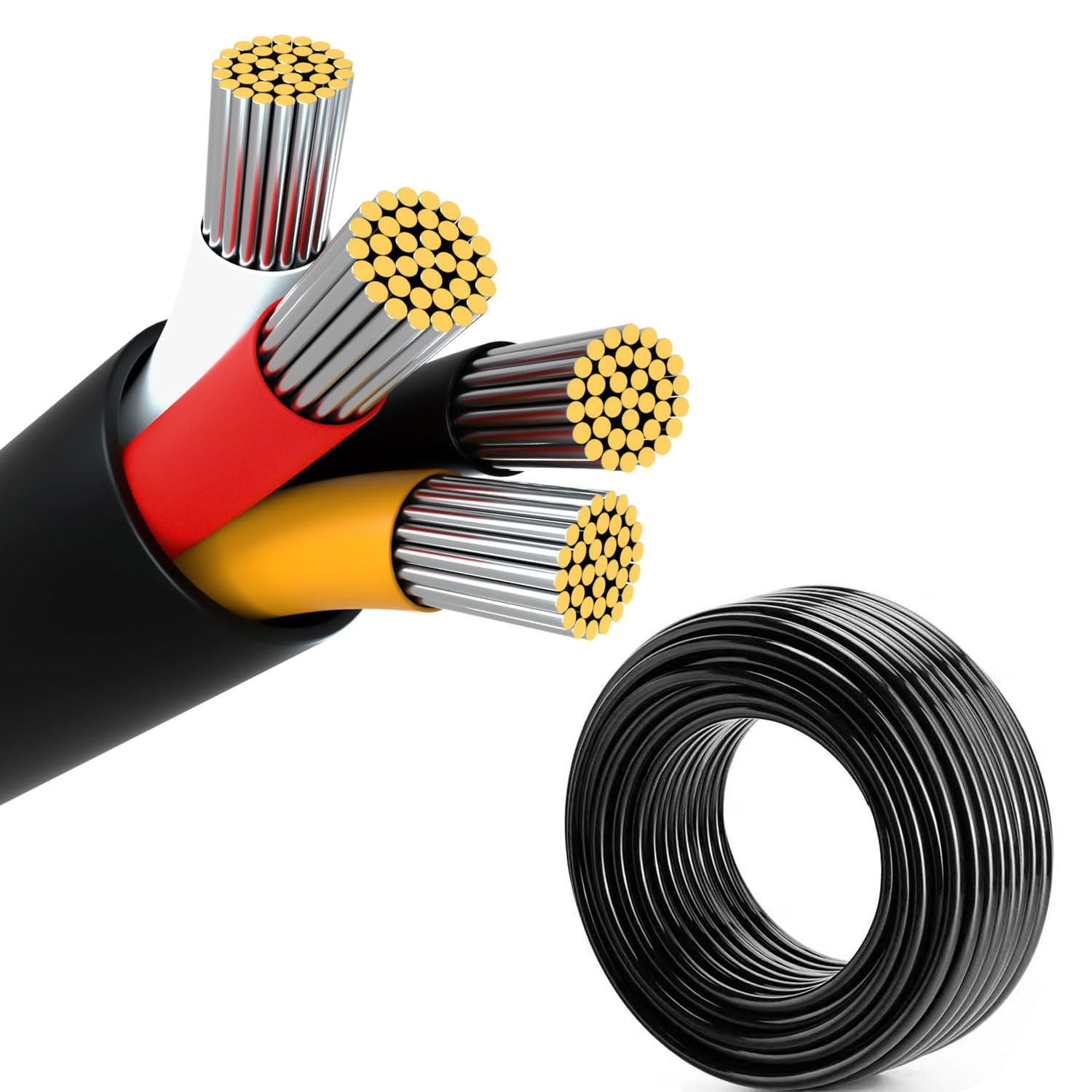 28 Gauge Wire, 4-Conductor Electrical Wire. 28 AWG Stranded Flexible ...