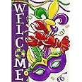 Amazon.com : Covido Mardi Gras Garden Flag, Crawfish Mask Fleur De Lis ...