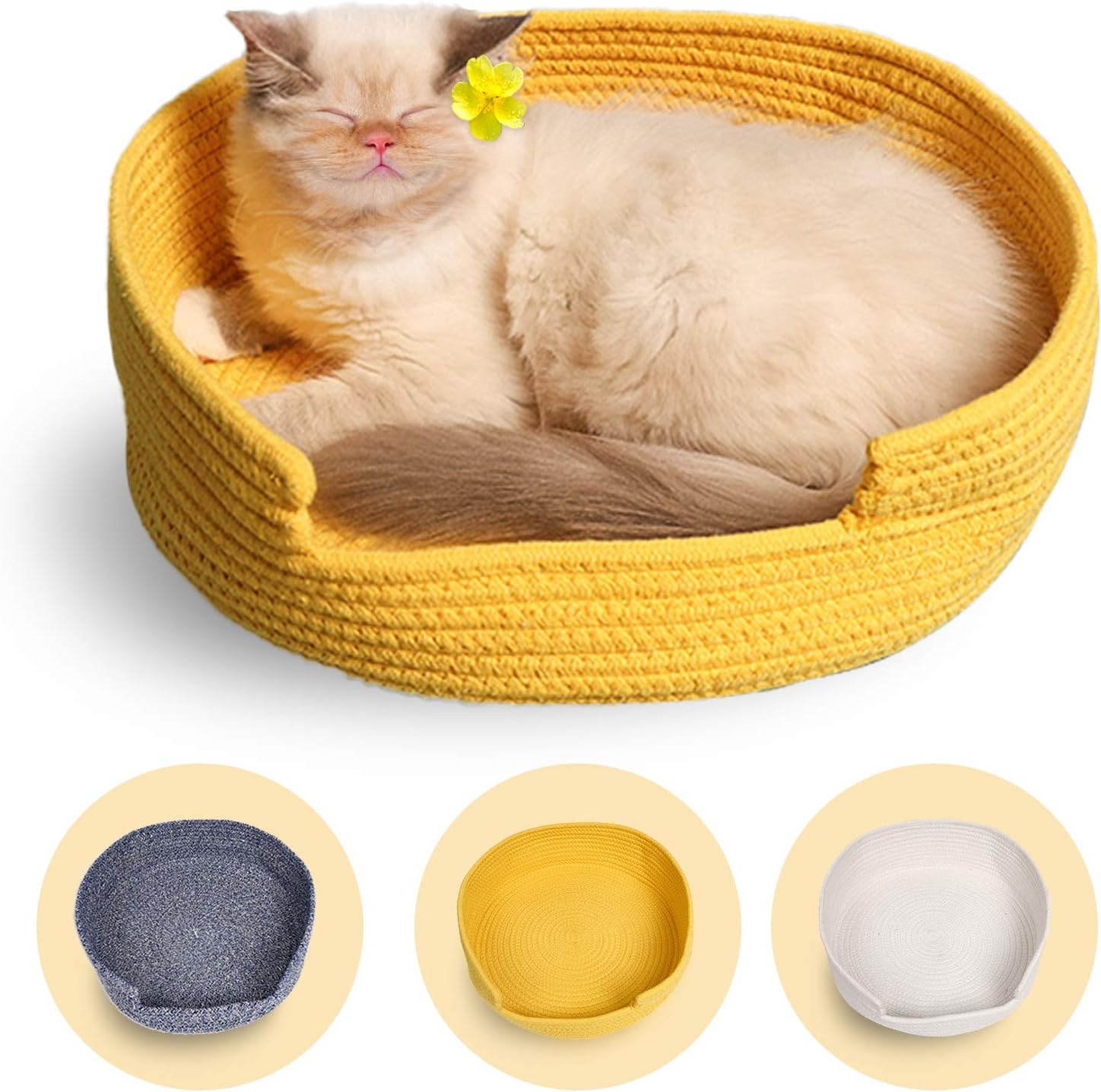 iKiKin Katzenbett Rund Bequem Katzennest Handstricken Baumwolle ...