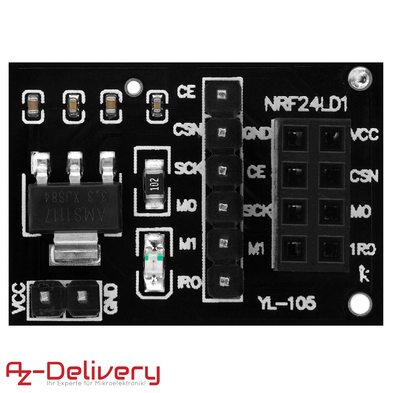 AZDelivery NRF24L01+ 8-Pin Breakout Adapter Board Wireless Transceiver ...