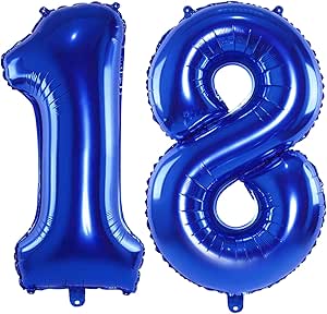 Amazon.com: 40 Inch Navy Blue Number 18 Balloons Jumbo Huge Royal Blue ...