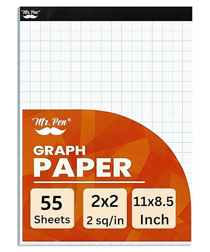 Mr. Pen- Graph Paper, 2x2 (2 Squares per inch), 8.5"x11", 55 Sheets ...