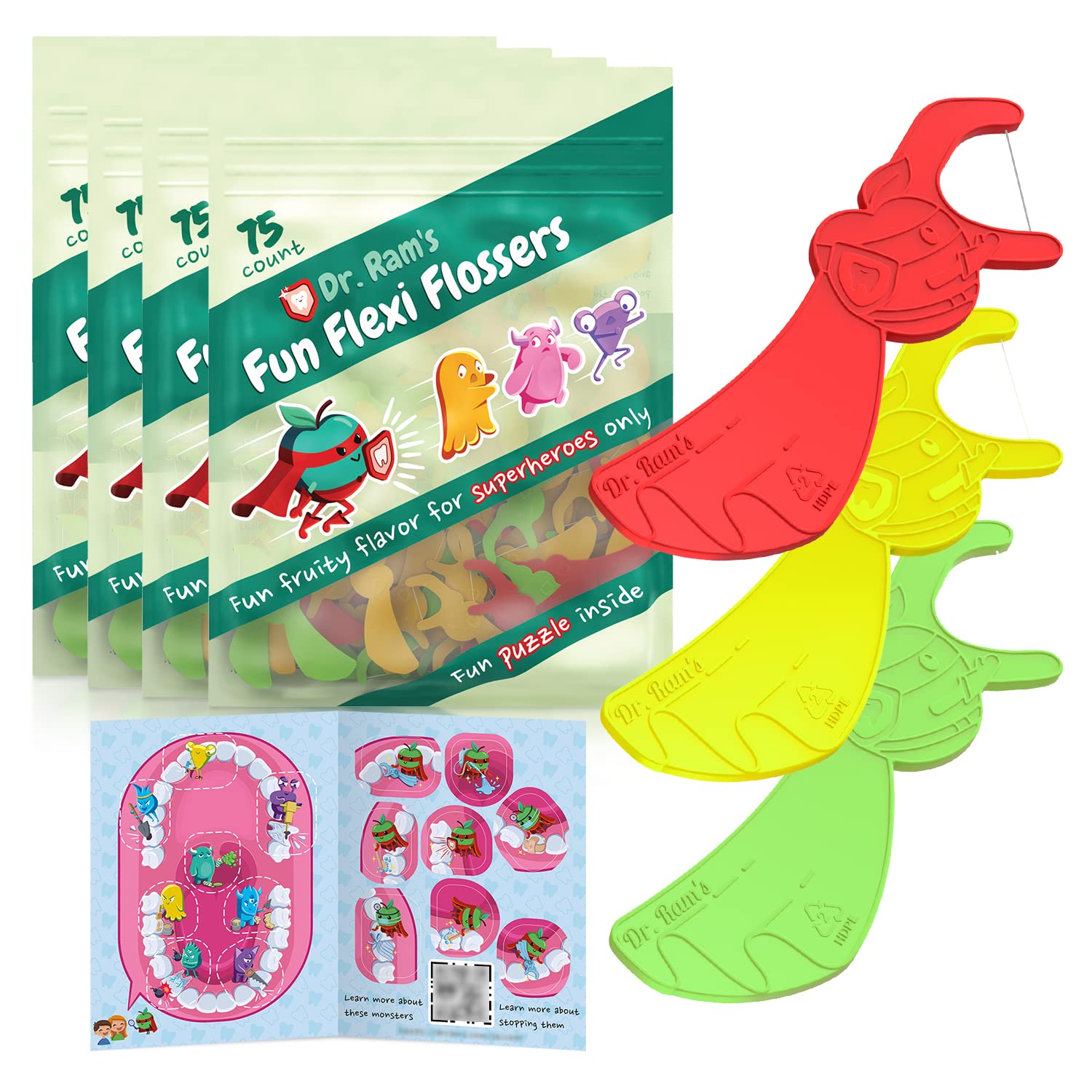 Mua Fun Flexi Flossers for Kids - 300 Count Kids Dental Floss - Anti ...