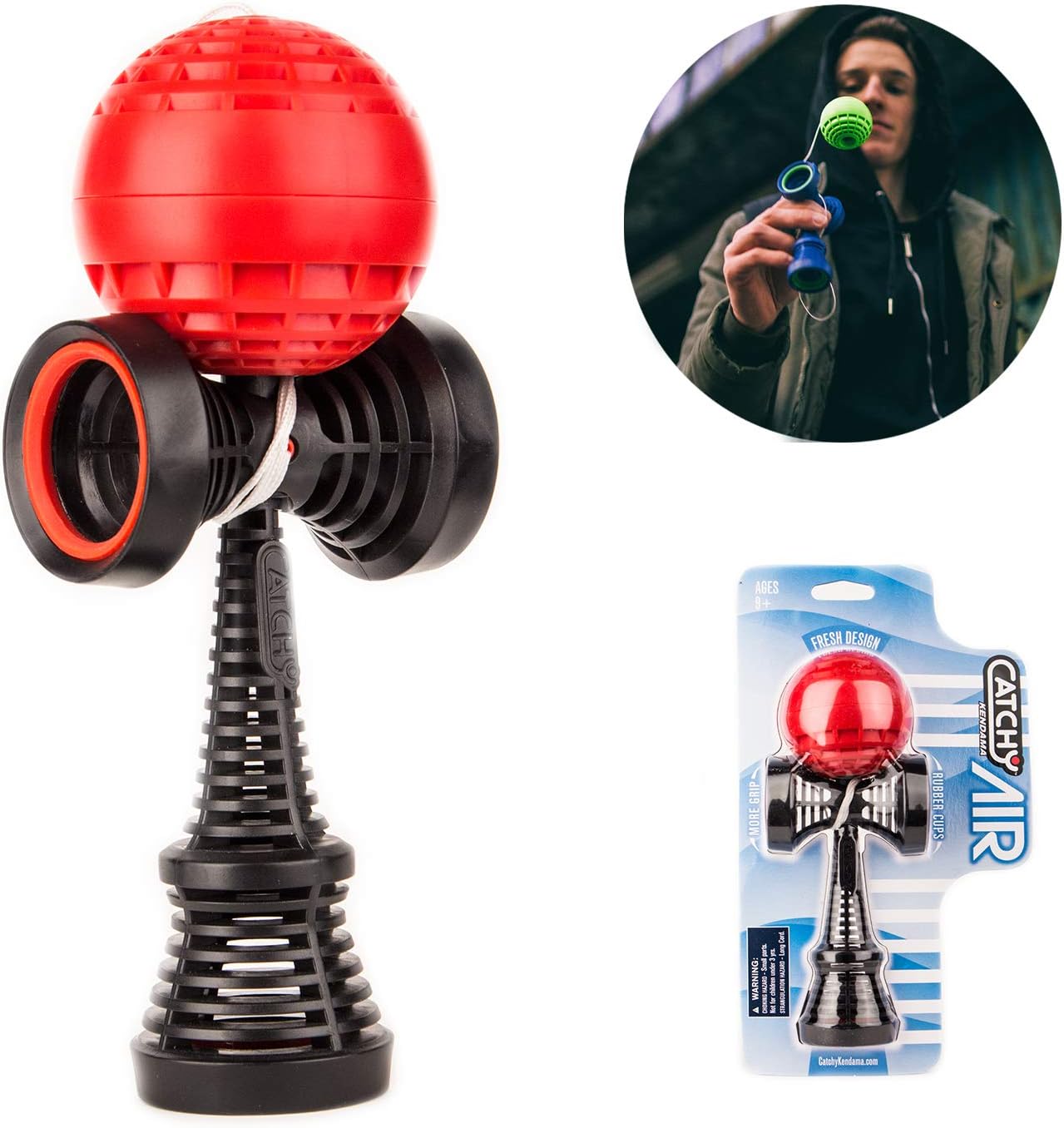 YOYO FACTORY Catchy AIR Kendama – Black / Red (traditional japanese ...
