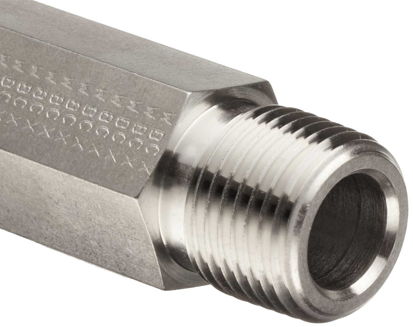 Parker Stainless Steel 316 Pipe Fitting, Hex Long Nipple, 1/2" NPT Male X 1/2" NPT Male, 4 ...