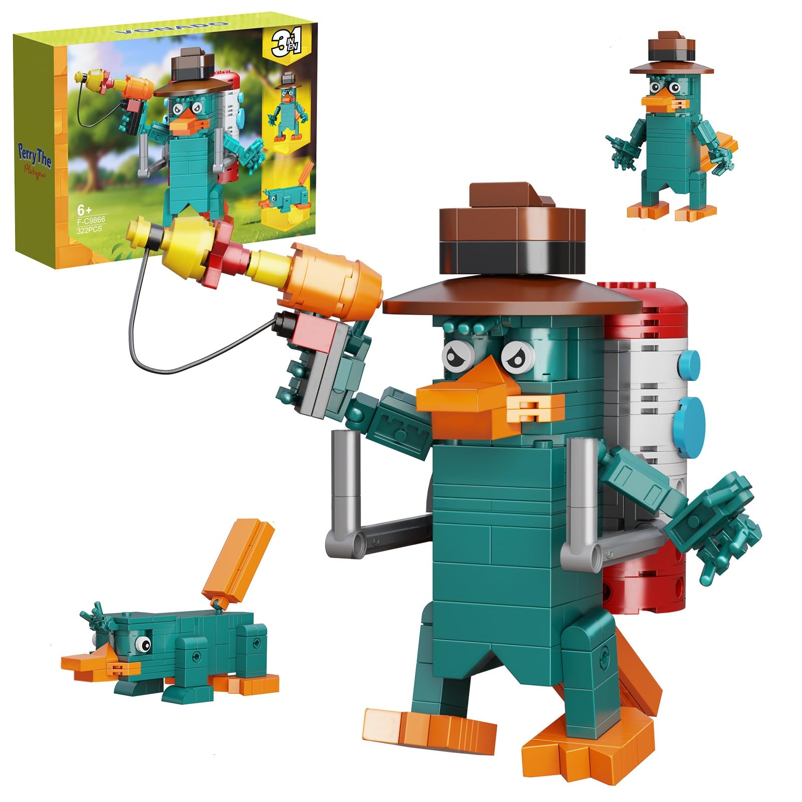 VONADO Perry Cartoon Character Building Toy, Perry Toys Make Great ...