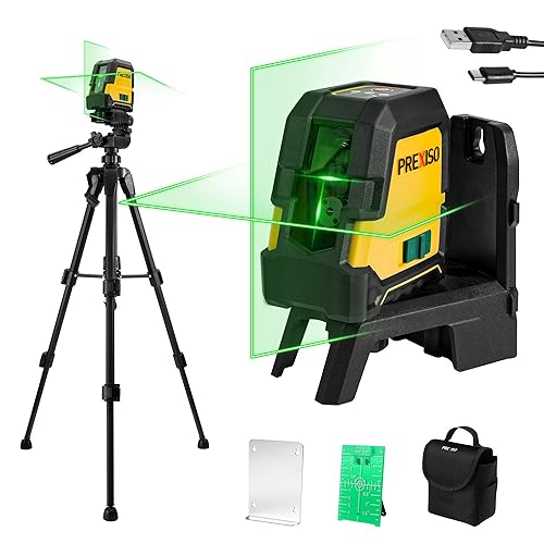 PREXISO Laser Level with Tripod - 100Ft Rechargeable Dual Modules Line ...