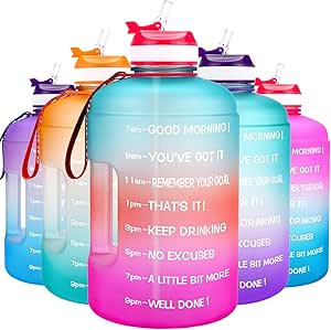Amazon.com : QuiFit Motivational Gallon Water Bottle - with Straw & Time Marker BPA Free Large ...