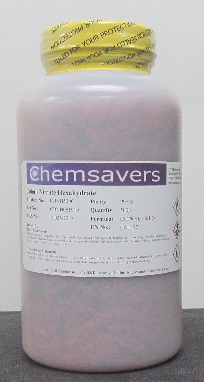 Cobalt Nitrate Hexahydrate, 99.9+%, 500g: Amazon.com: Industrial ...