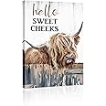 Amazon.com: Highland Cow Picture Bathroom Decor: Hello Sweet Cheeks ...