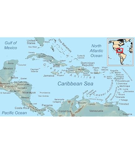 Physical Map Of The Caribbean