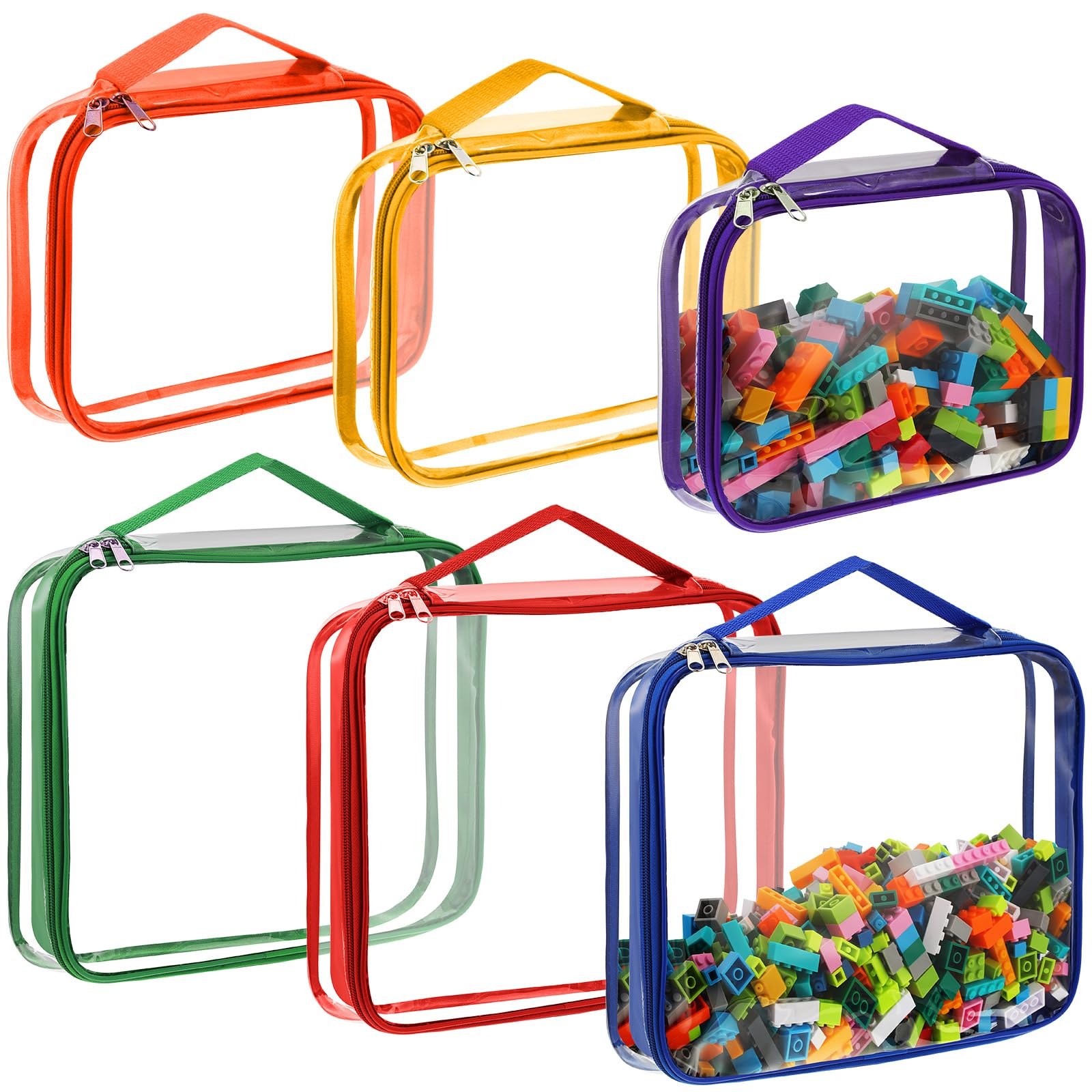 Sanwuta 6 Packs Toy Storage Bags, PVC Organizing Case Bags with Zipper ...
