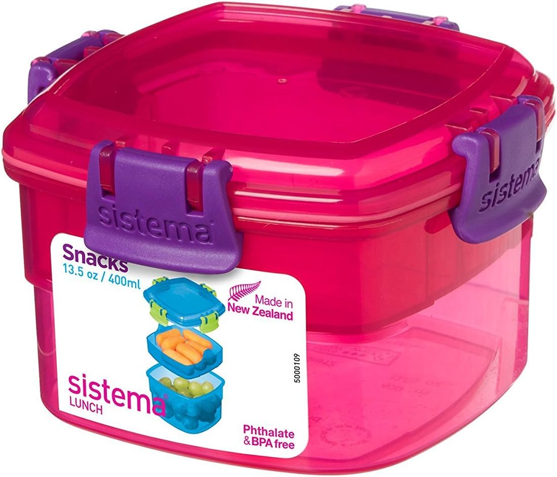 Sistema Snack Box to Go 400ml in pink, Plastik, 11.1 x 11.1 x 7.2 cm ...