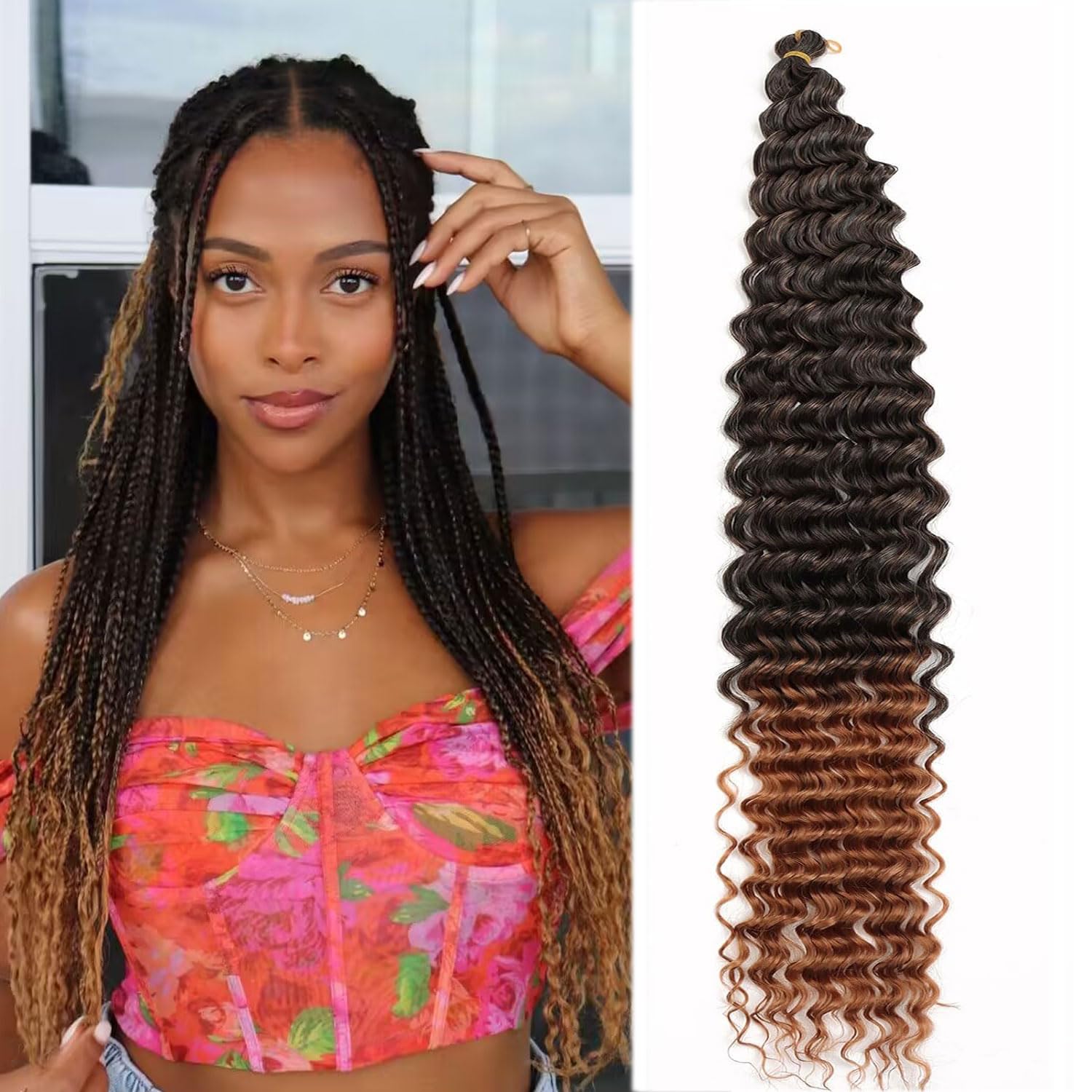 Flyteng 28 Inch 8 Packs Ocean Wave Crochet Hair Curly Deep Wave ...