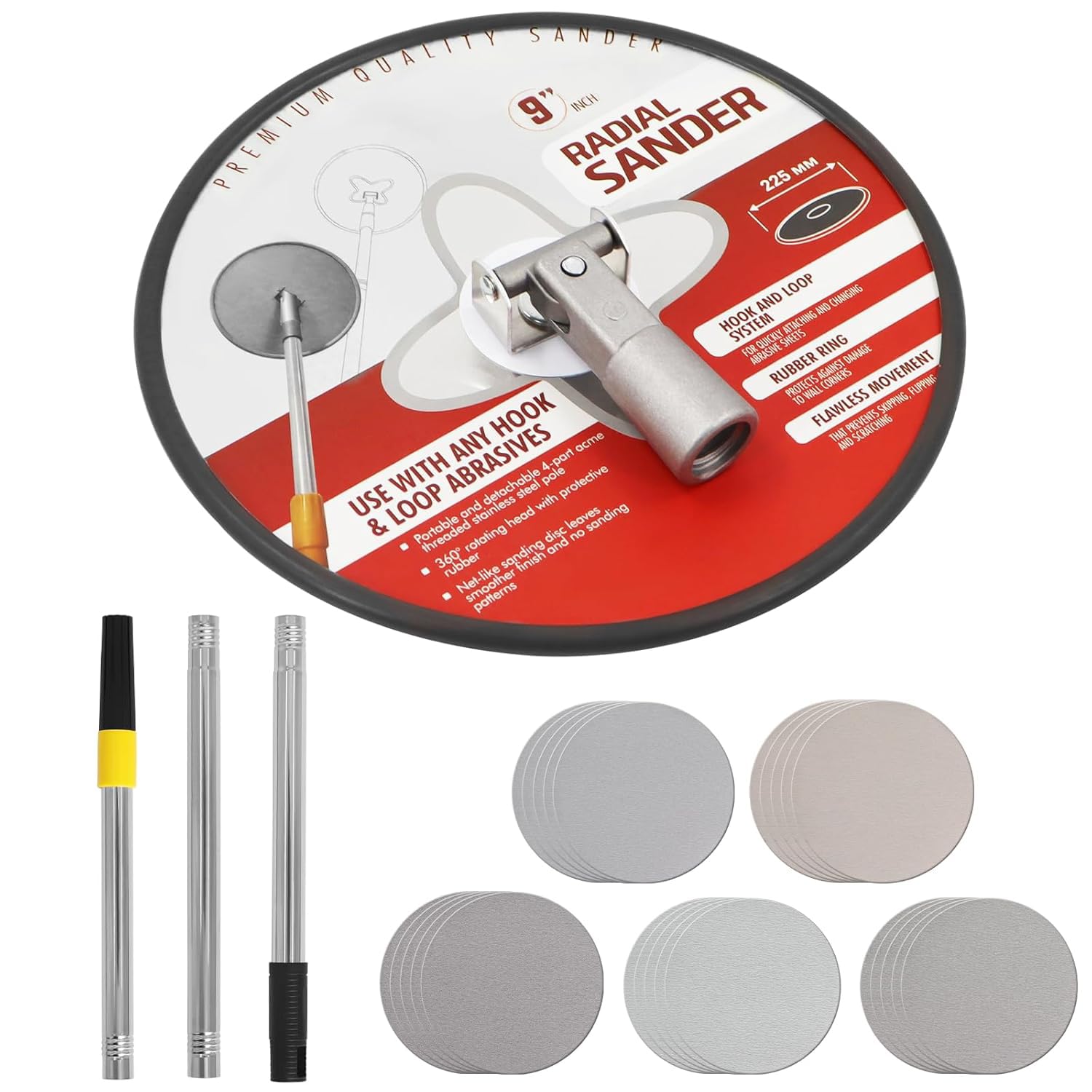 Pole Sander for Drywall, 9 Inch Radial Sander with Pole, Wall Sanders ...